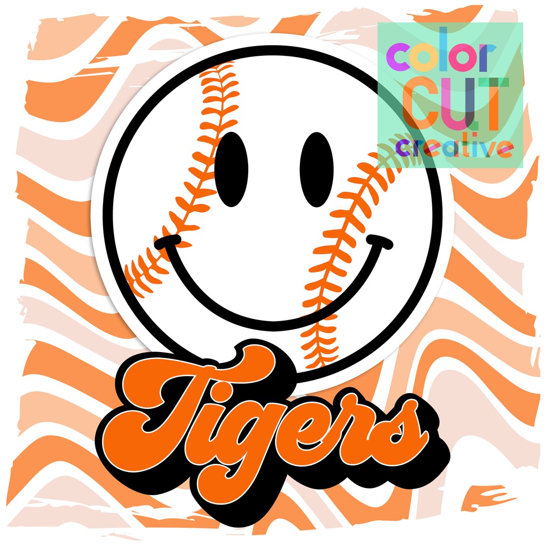 Tigers Baseball Wavy Background Digital Design Orange White Black - Etsy