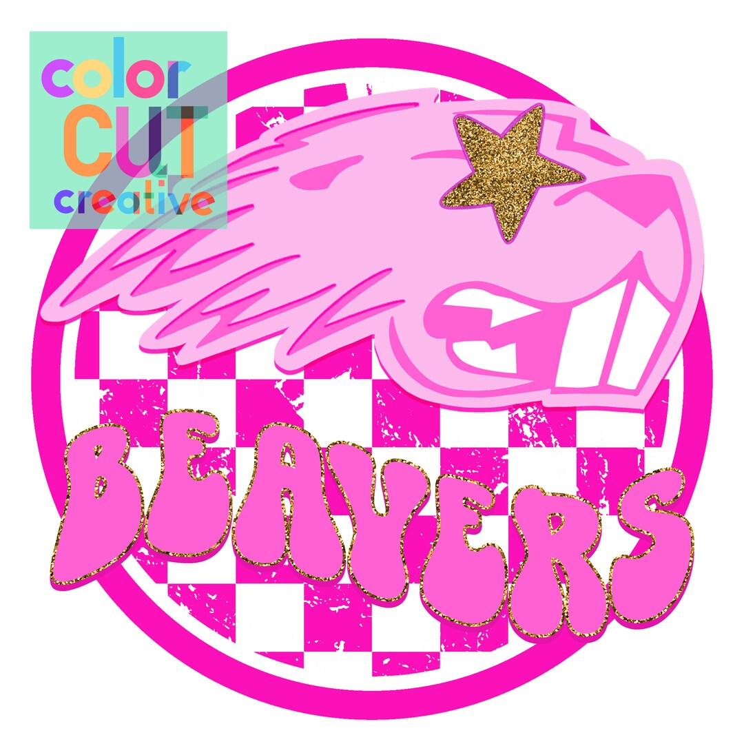 Beavers Preppy Mascot Png | Digital Download | Hot Pink Gold White - Etsy