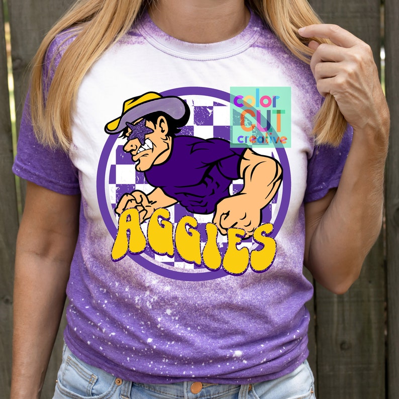 Aggies Preppy Mascot Png | Digital Download | Purple Gold Checkerboard ...