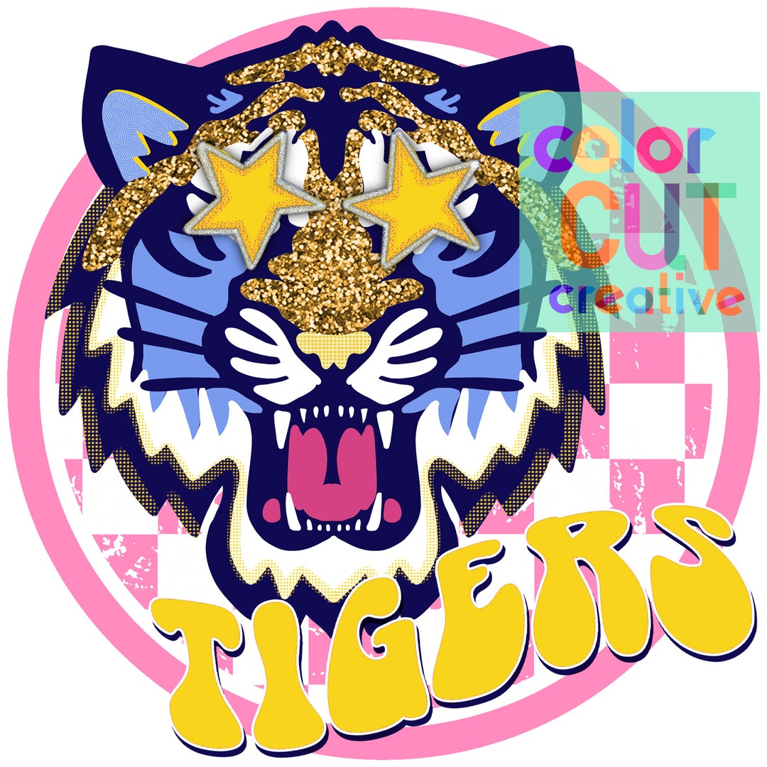 Tigers Preppy Mascot Png | Digital Download | Checkerboard Mascot ...