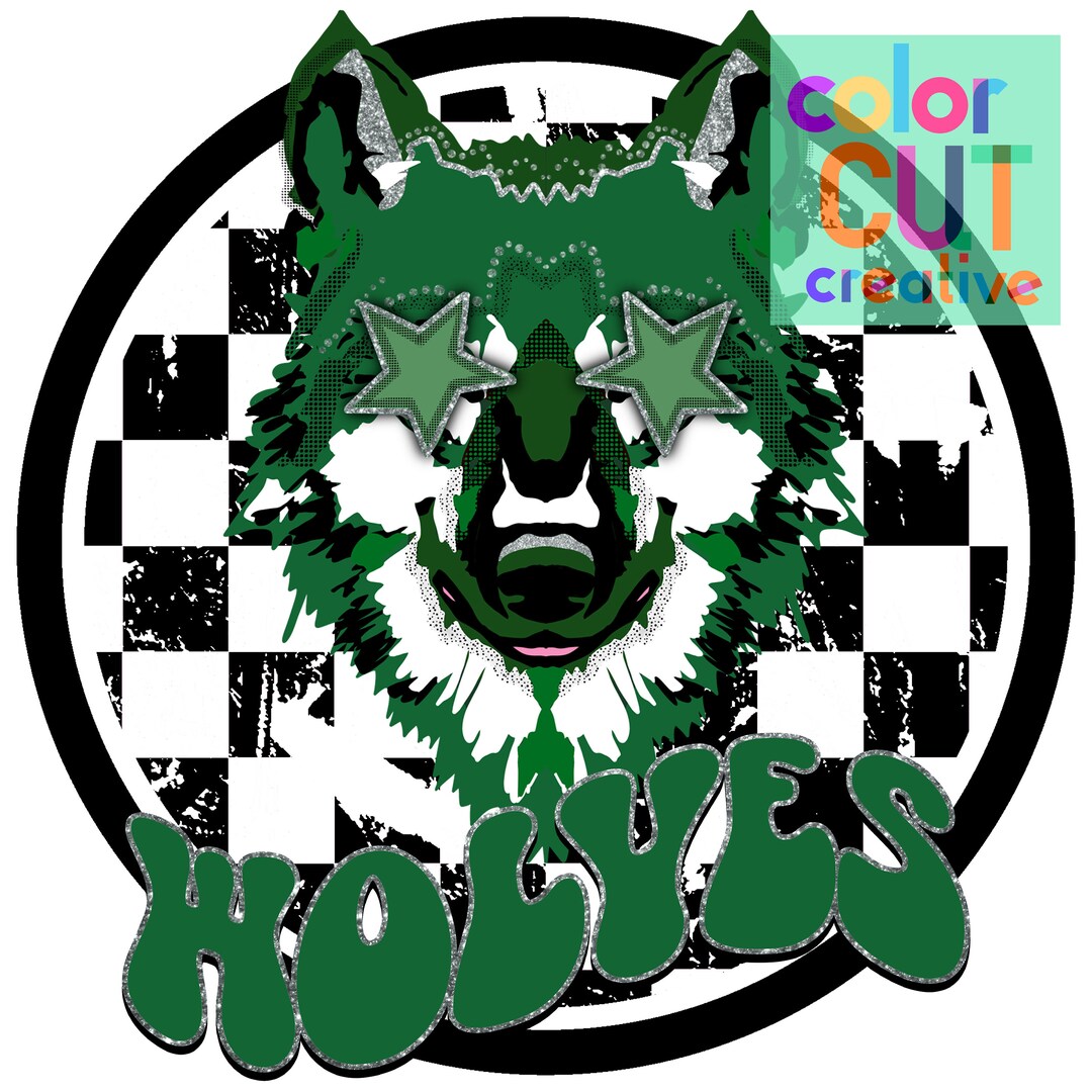 Wolves Preppy Mascot Png | Digital Download | Dark Green Black White - Etsy