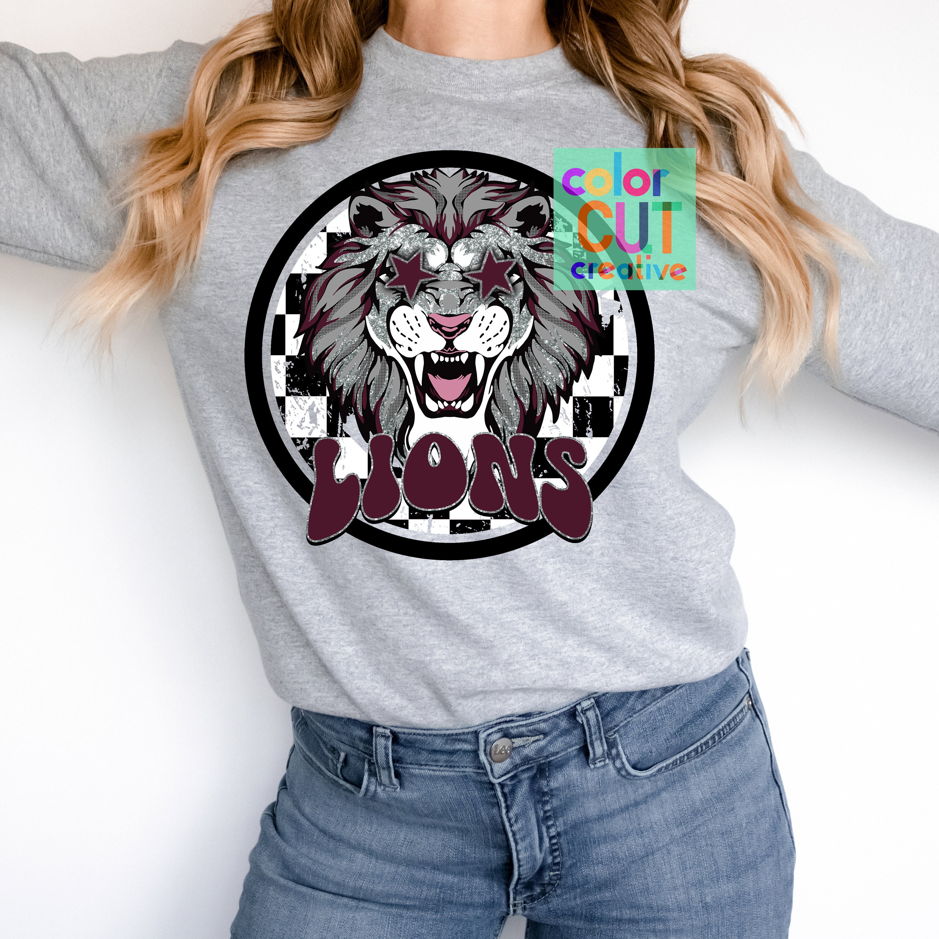 Lions Preppy Mascot Png Digital Download Maroon Silver - Etsy Canada