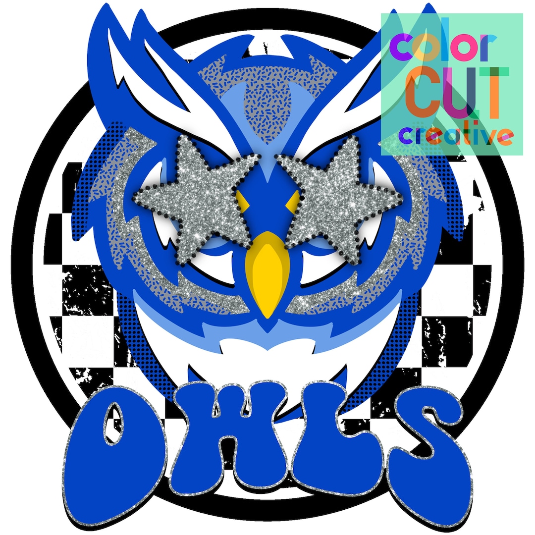Owls Preppy Mascot Png | Digital Download | Royal Black White Silver ...