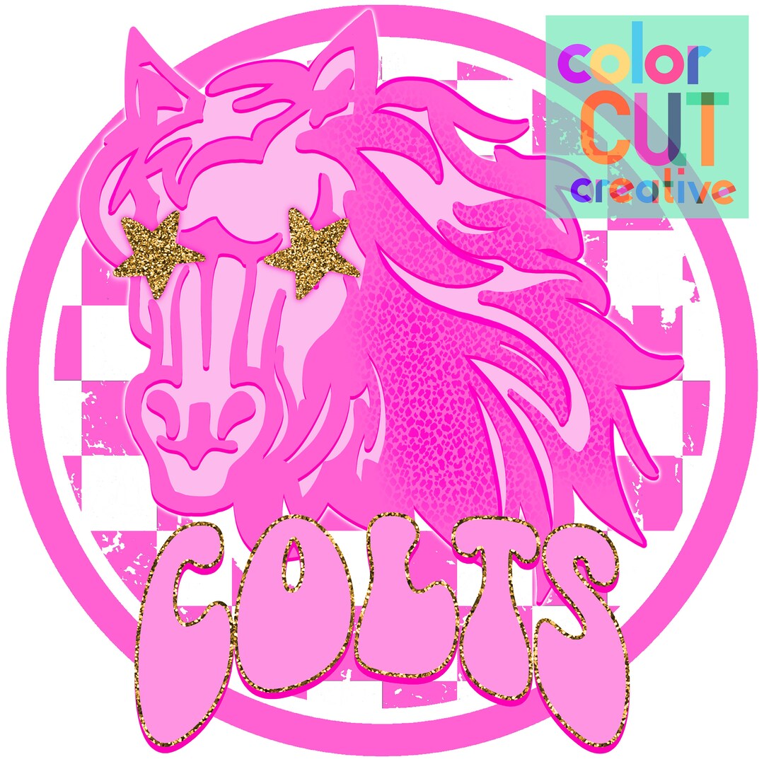 Colts Preppy Mascot Png | Digital Download | Hot Pink Gold Glitter - Etsy