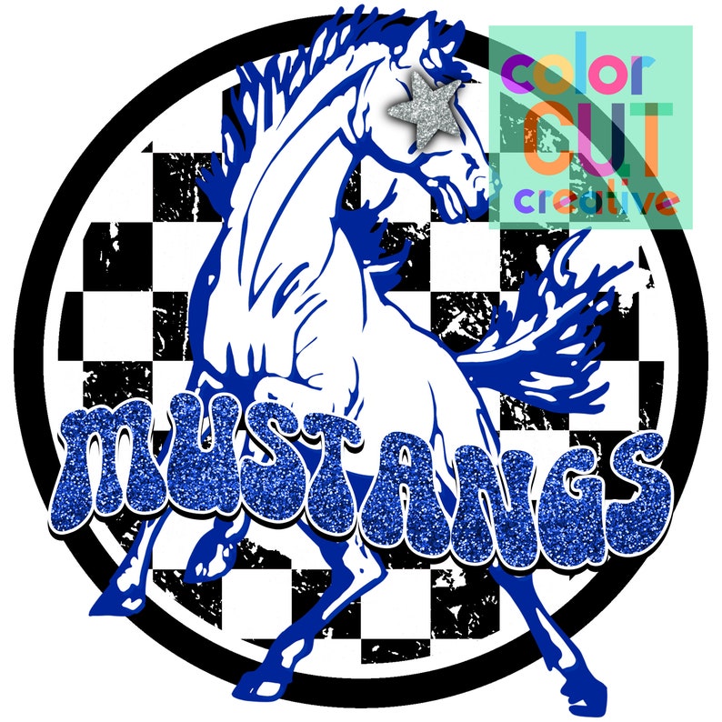 Mustangs Preppy Mascot Png | Digital Download | Royal Blue Black White ...