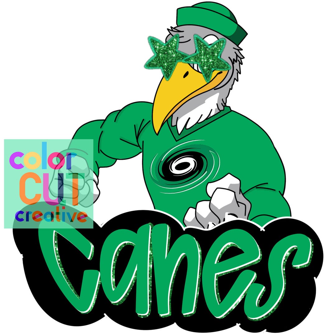 Canes Preppy Mascot Png | Digital Download | Green Black White - Etsy