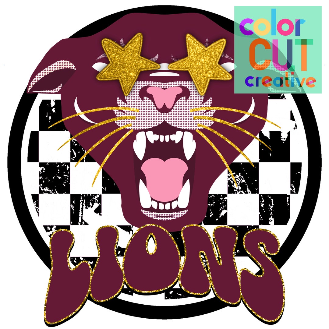 Lions Preppy Mascot Png Digital Download Maroon Gold - Etsy
