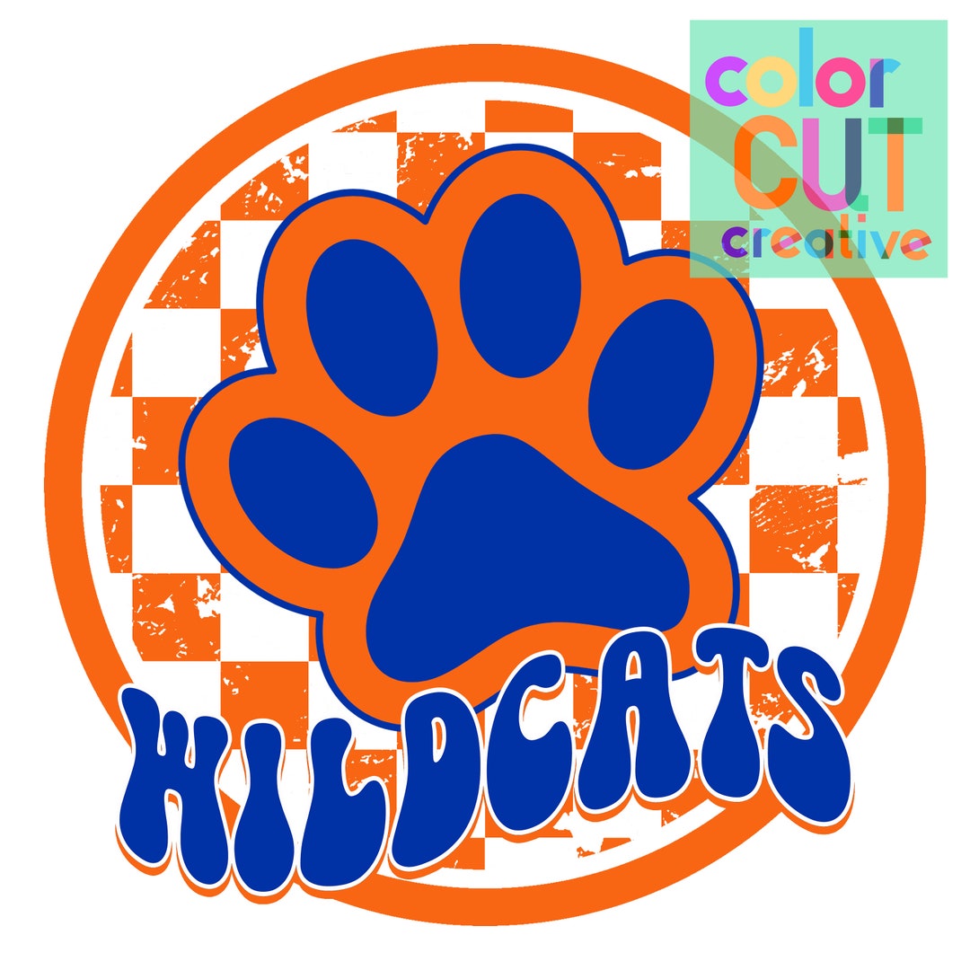 Wildcat Paw Preppy Mascot Png | Digital Download | Orange Royal Blue ...