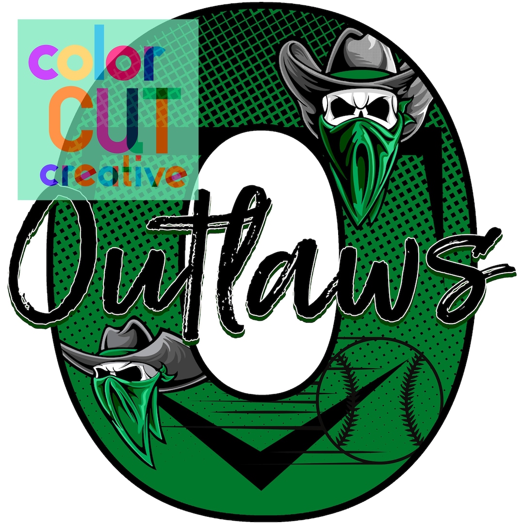 Outlaws Baseball Mascot Png | Digital Download | Green Black White - Etsy