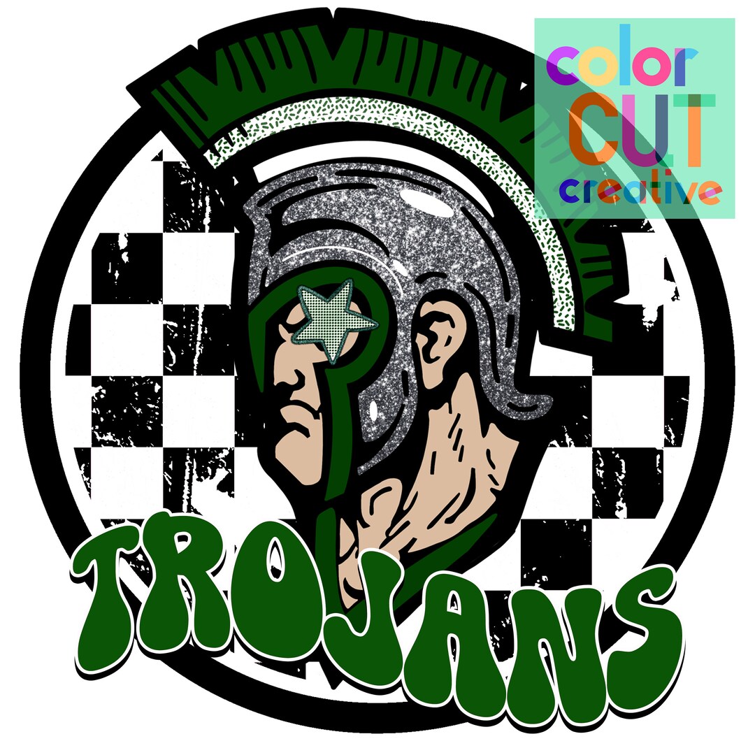 Trojans Preppy Mascot Png | Digital Download | Dark Green Silver Grey ...