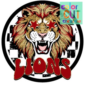 Lions Preppy Mascot Png | Digital Download | Crimson Gold White Black ...