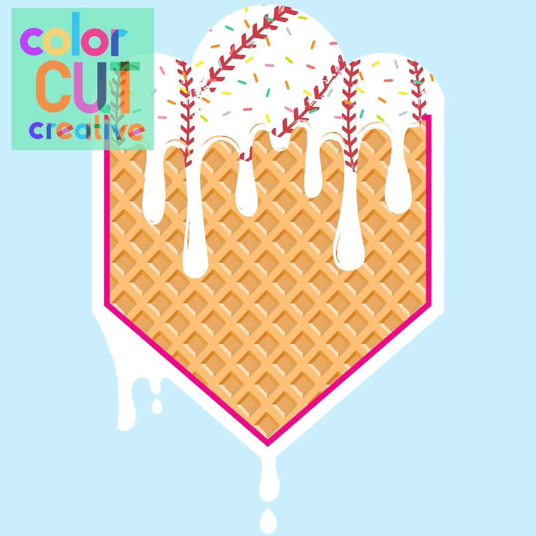 Baseball Waffle Cone Home Plate Png | Digital Download | Hot Pink Aqua ...