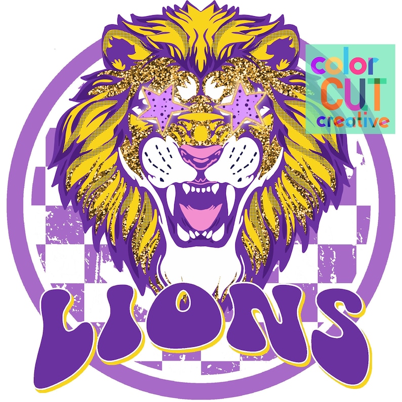 Lions Preppy Mascot Png | Digital Download | Purple Gold Mascot - Etsy