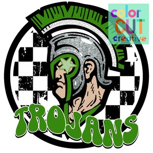 Trojans Preppy Mascot Png Digital Download Kelly Green Black White ...