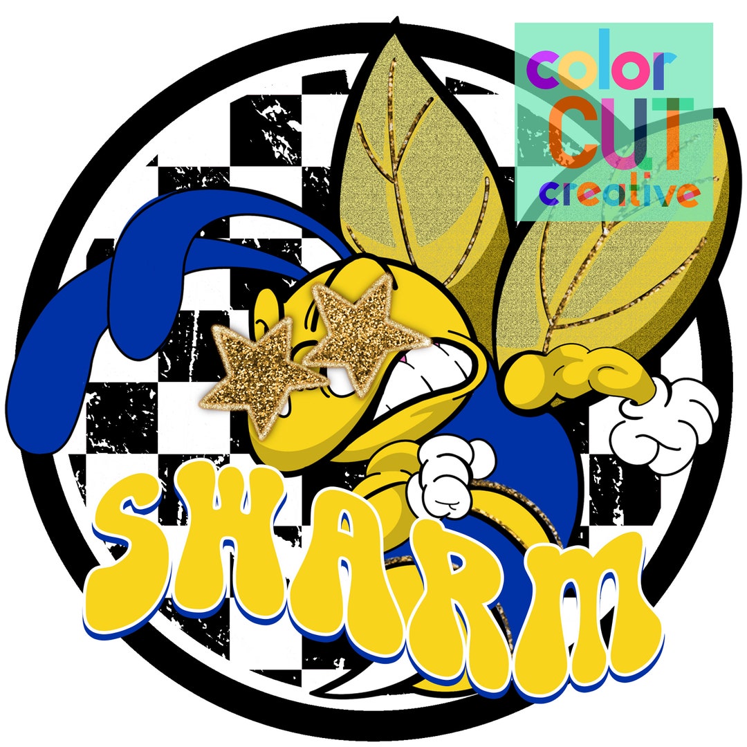 Swarm Preppy Mascot Png Digital Download Royal Blue Yellow Gold - Etsy