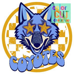 Coyotes Preppy Mascot Png Digital Download Navy Blue Gold - Etsy
