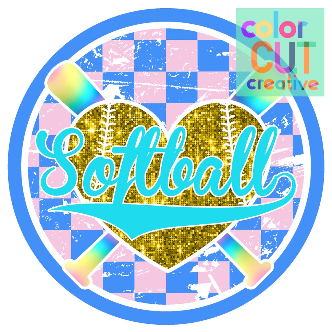 Softball Png Digital Download Pastel Sequin Checkerboard - Etsy