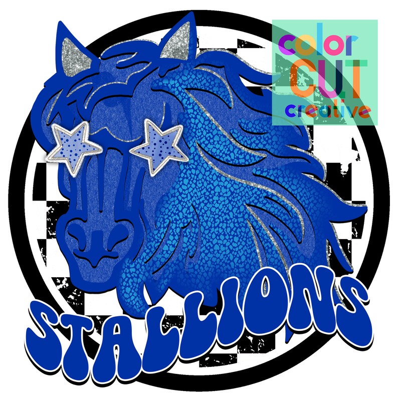 Stallions Preppy Mascot Png | Digital Download | Royal Blue Silver ...