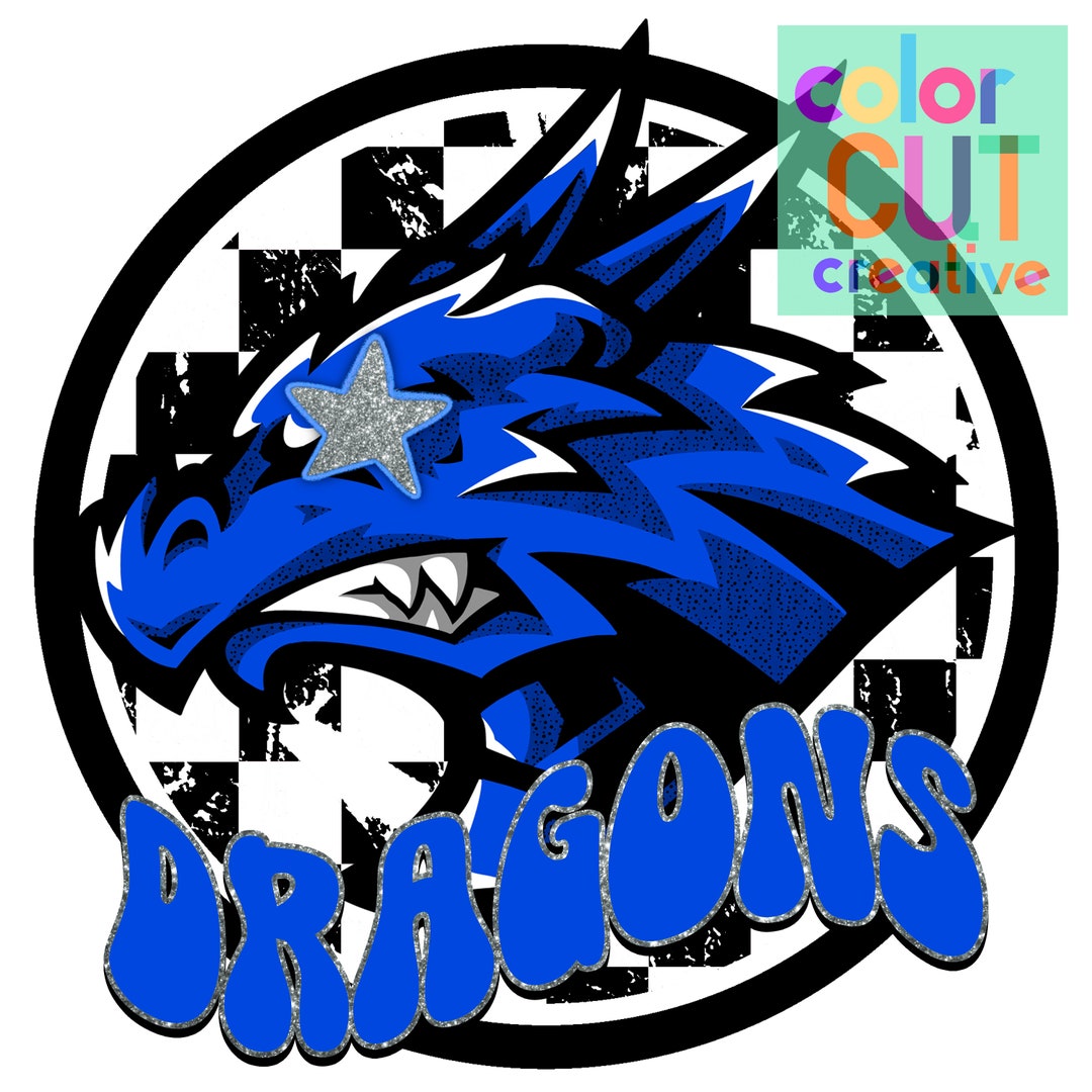 Dragons Preppy Mascot Png | Digital Download | Royal Blue Black White ...