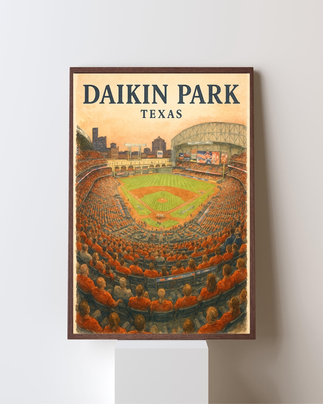 Watercolor Daikin Park Poster • Texas Baseball Stadium Wall Art - Etsy