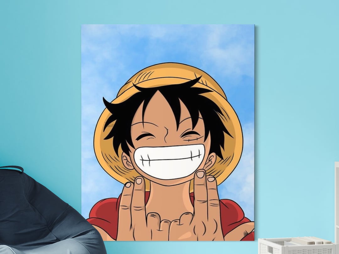 One Peace Monkey D. Luffy Smiling Anime Canvas Print Wall Art Poster ...