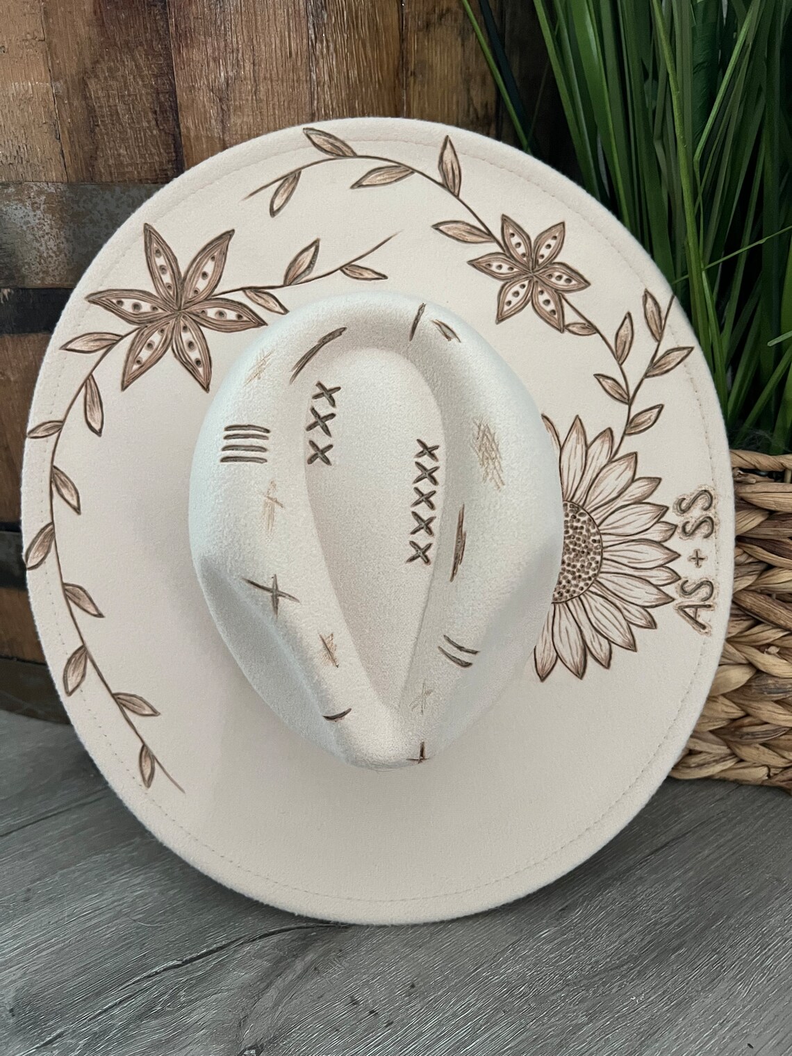 Burned Felt Hat - Design Above Brim PLUS Either an Additional Design ...