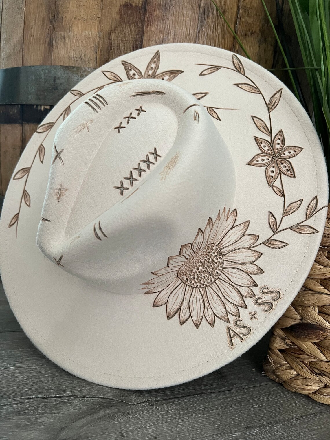 Burned Felt Hat - Design Above and Below Brim PLUS Words or Lettering ...