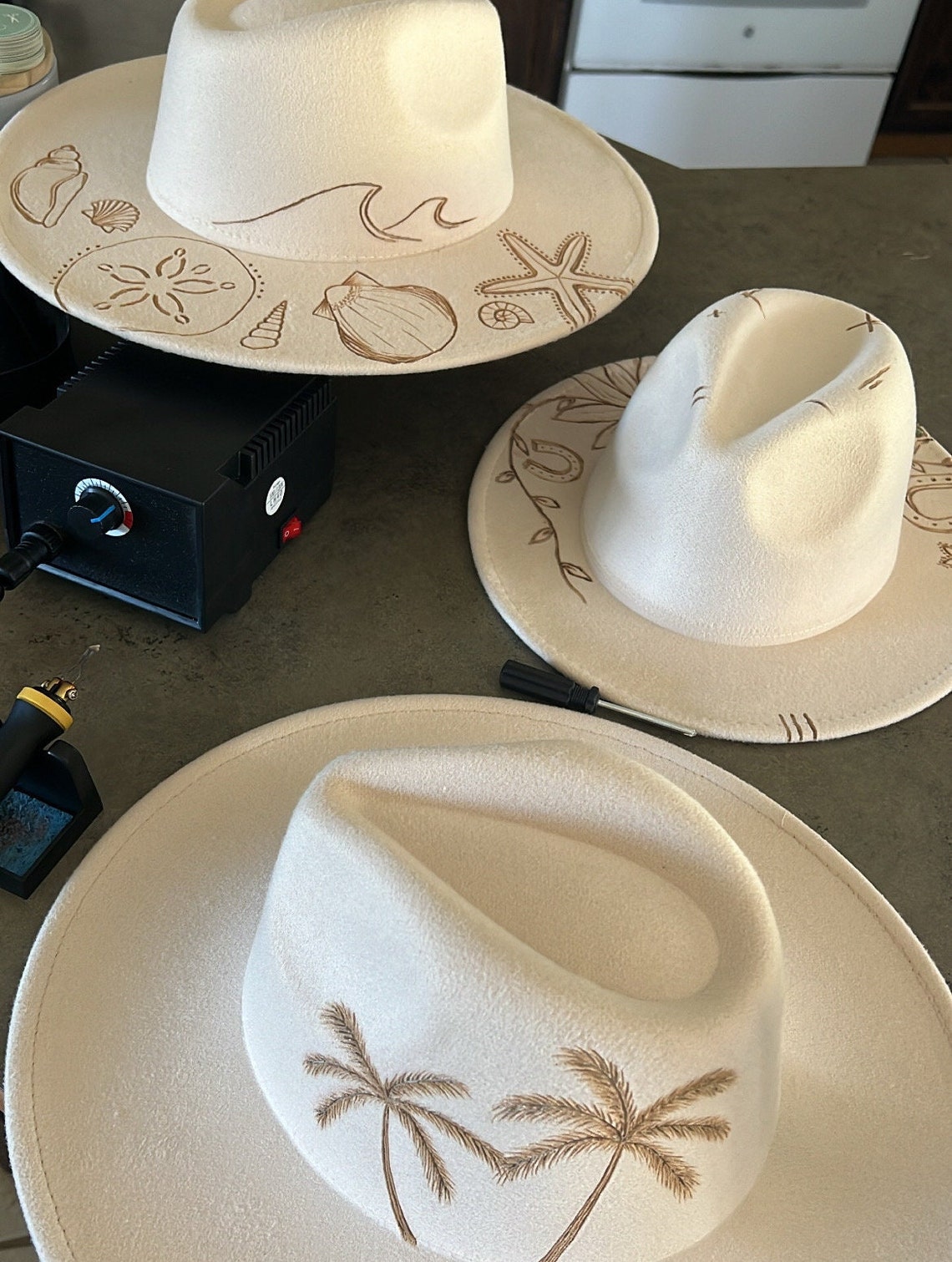Burned Felt Hats Design Above Brim Only. No Words Just Design. custom ...