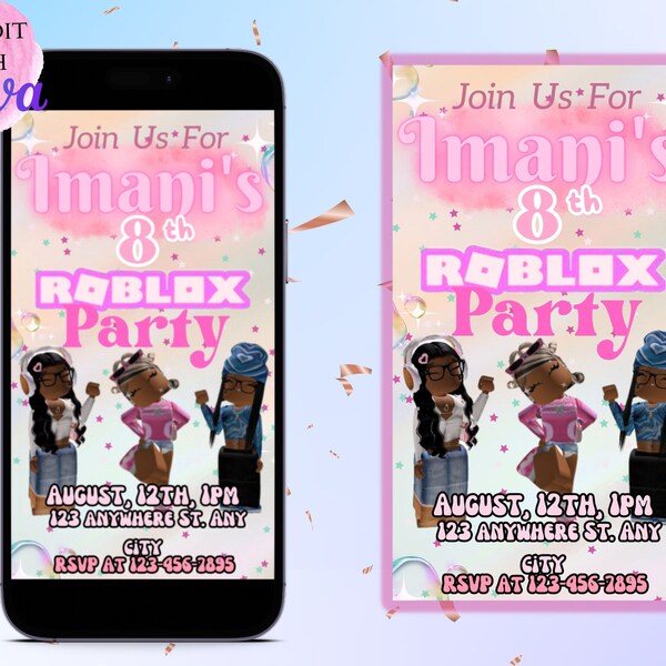 Roblox Black Girl Invitation - Etsy