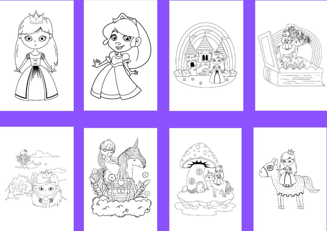 Coloring Pages for Kids 50 Pages Special Princess, Castle, Prince ...