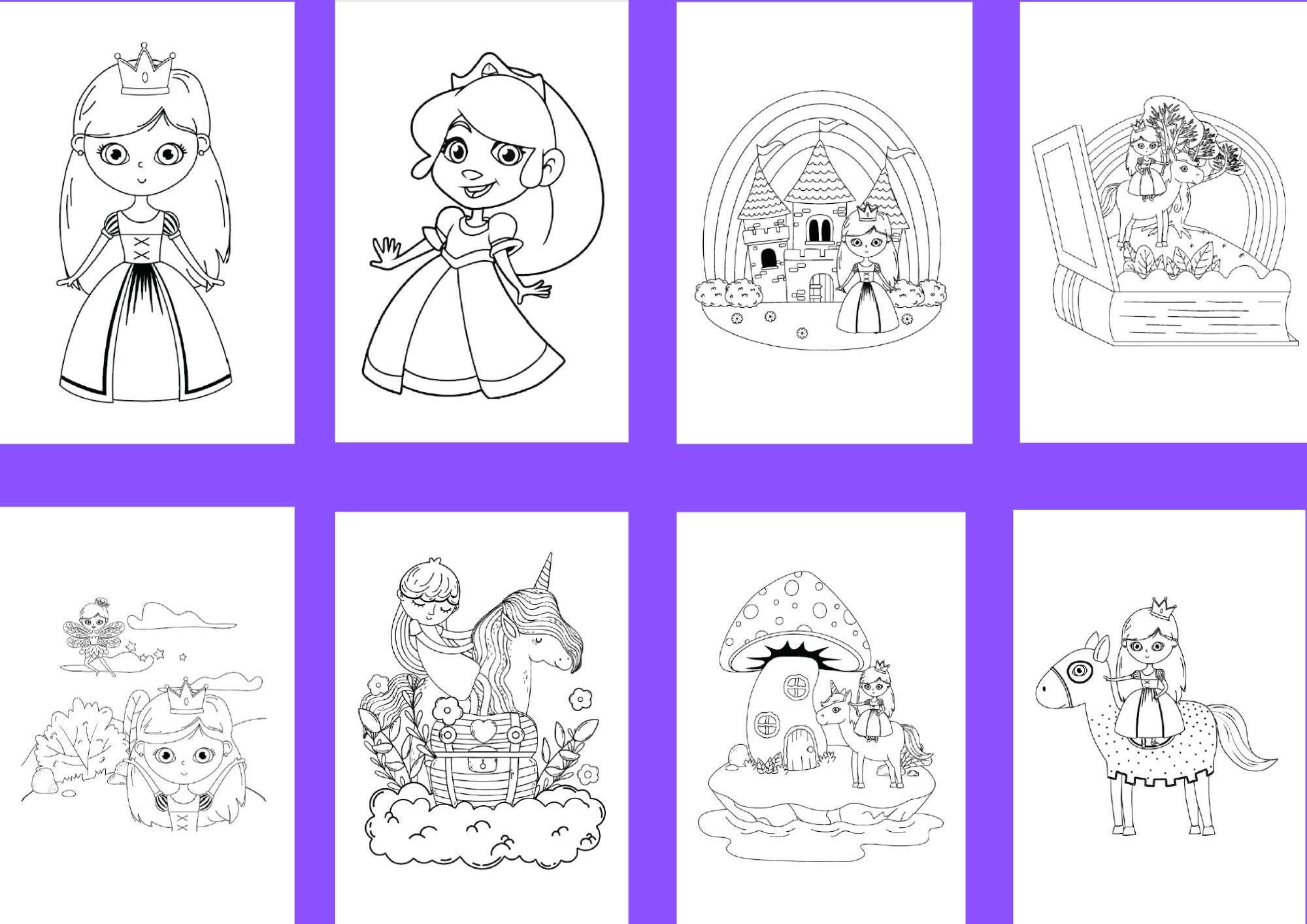 Coloring Pages for Kids 50 Pages Special Princess, Castle, Prince ...