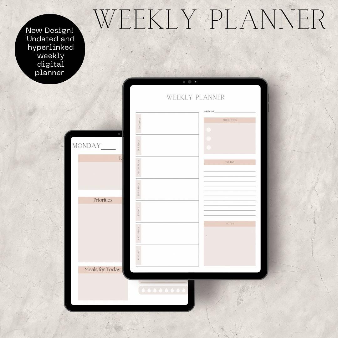 Digital Weekly Planner. Goodnotes Planner, Neutral Colors, iPad Planner ...