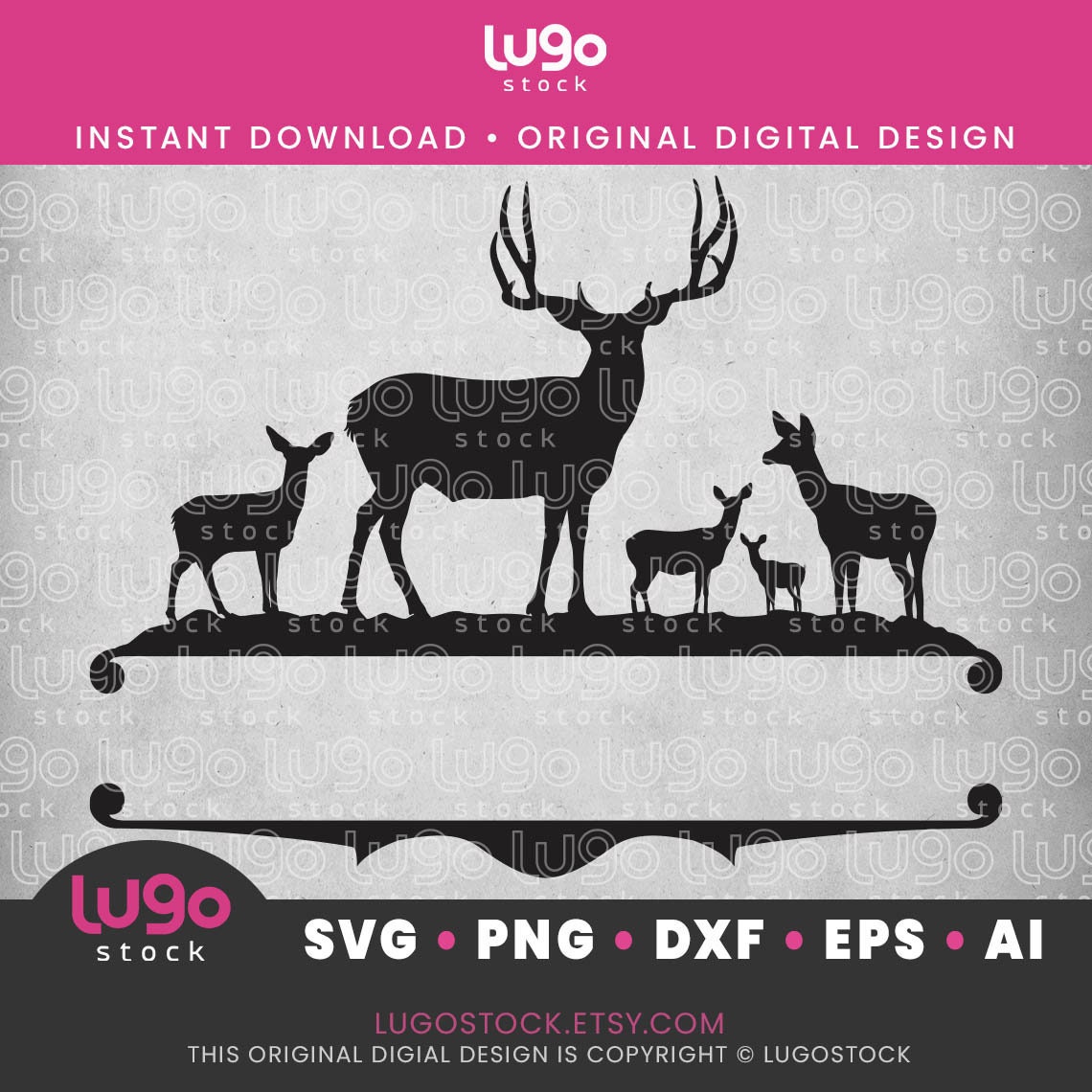 Mule Deer Buck Silhouette | Vector Clipart | INSTANT DIGITAL DOWNLOAD ...
