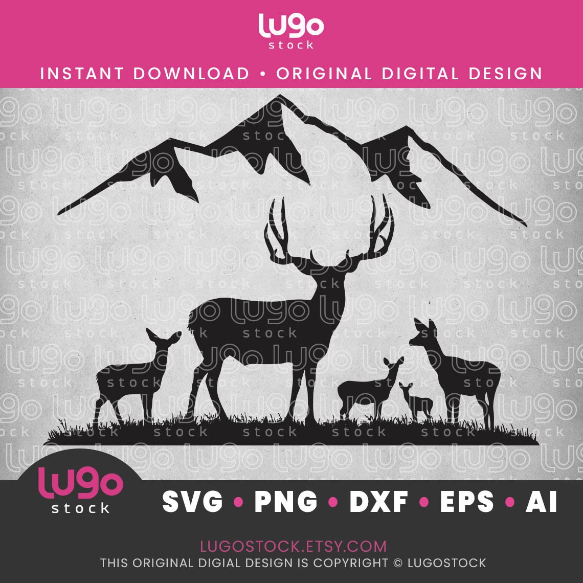 Deer SVG Mule Deer Buck Silhouette Vector Clipart DIGITAL DOWNLOAD Svg ...