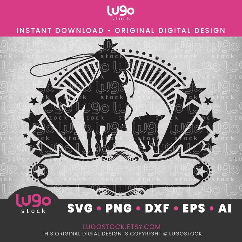 Rodeo Cowboy Calf Roper Svg Silhouette Vector Clipart INSTANT DIGITAL ...