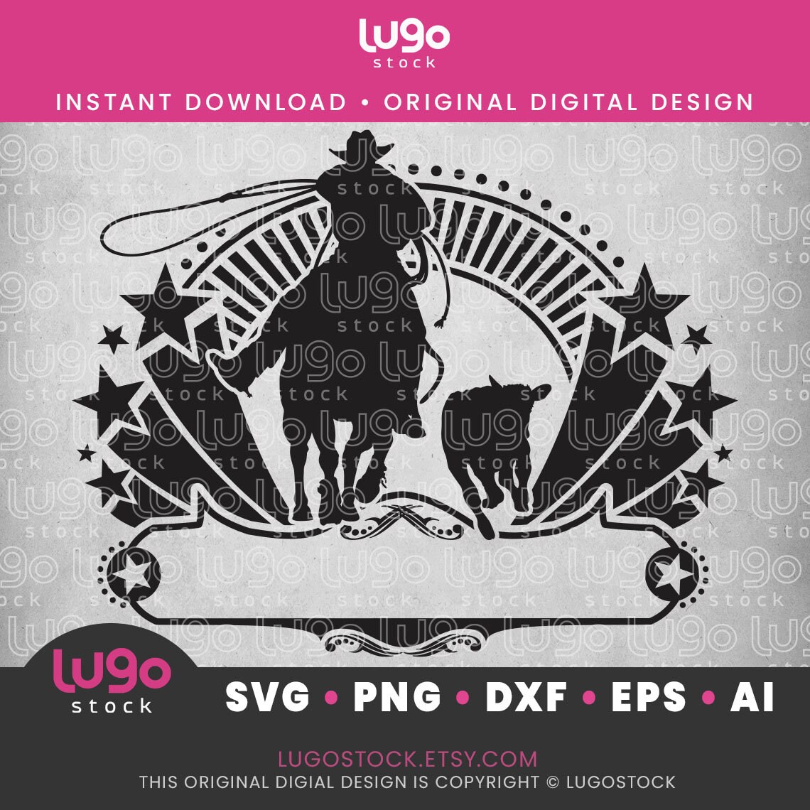 Rodeo Cowboy Calf Roper Svg Silhouette Vector Clipart INSTANT DIGITAL ...