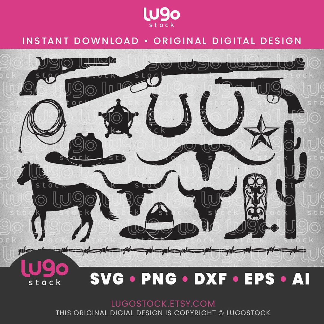 Wild West Bundle | Western Frontier Design Elements | Vector Clipart ...