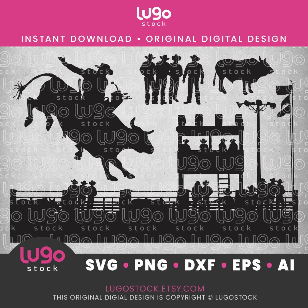 Rodeo Cowboy Bucking Bull Rider Bundle | Svg Silhouette | Vector ...
