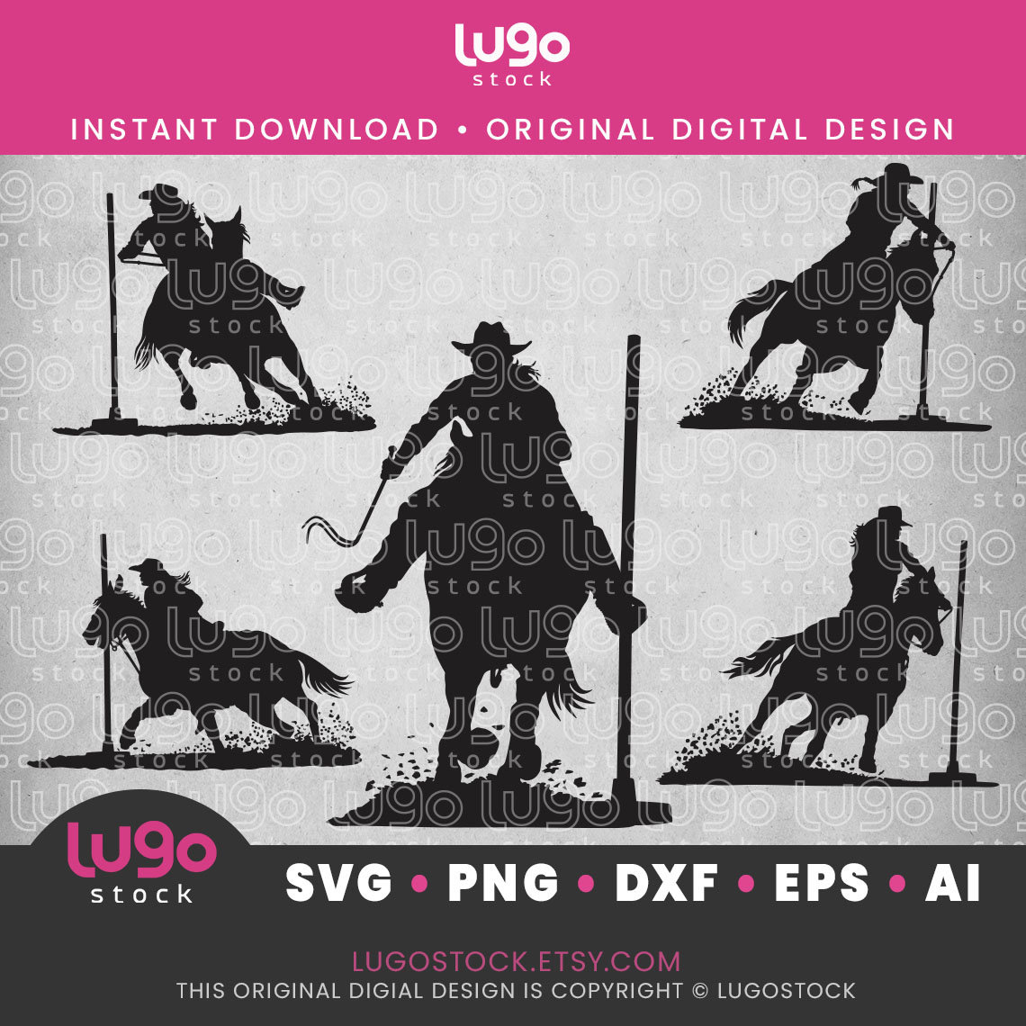 Rodeo Cowgirl Pole Bending Bundle Svg Silhouette Vector Clipart INSTANT ...