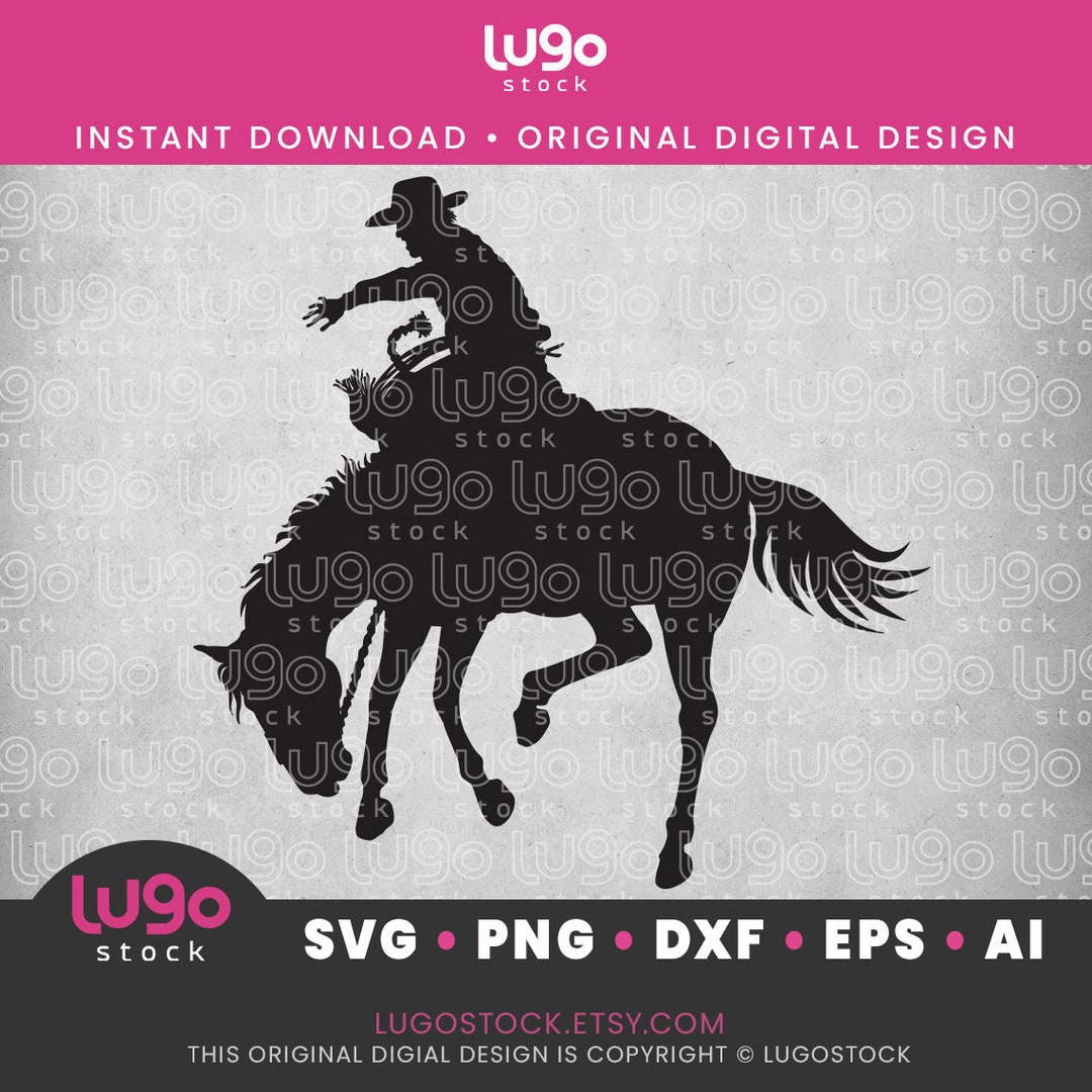 Rodeo Cowboy Bucking Bronco Rider Svg Silhouette Rodeo - Etsy