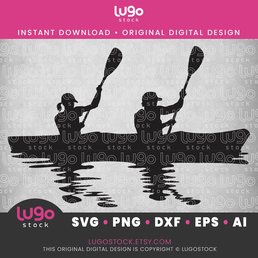 Kayaking Svg | Male & Female Kayaking Silhouette | Watersports Ocean ...