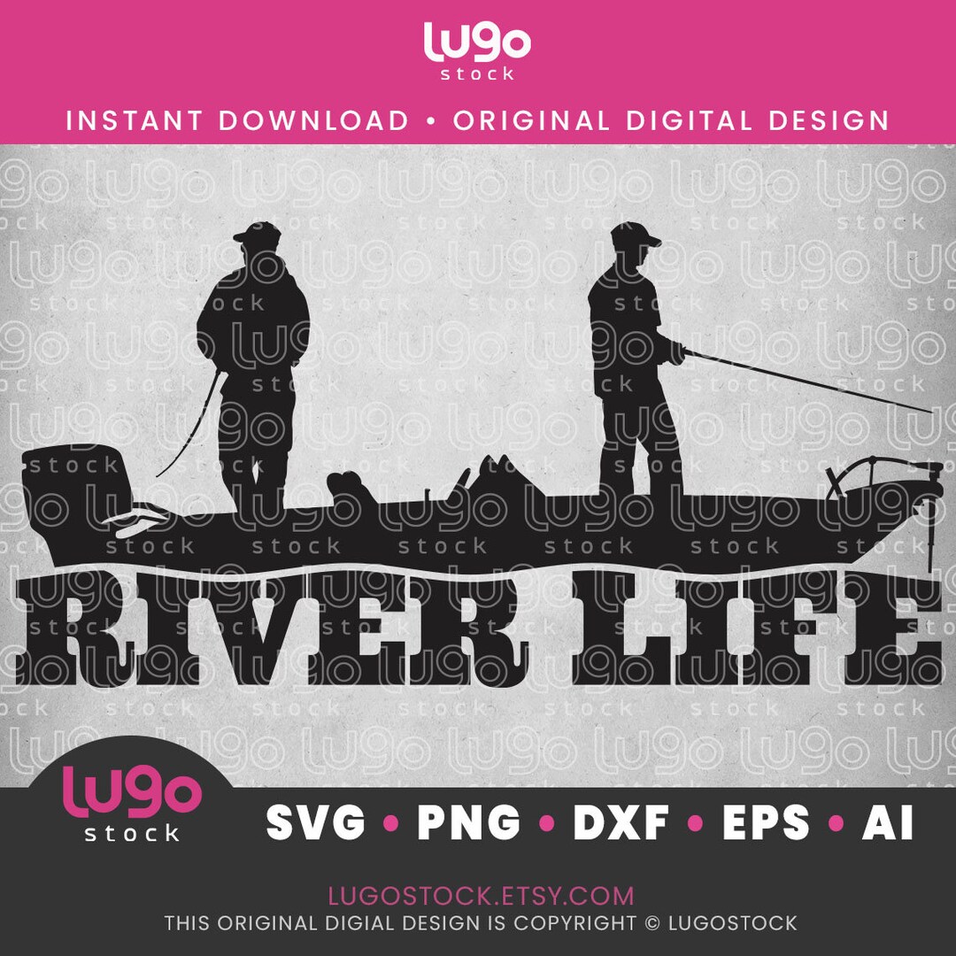 River Life Fishing Svg Bass Fishing Silhouette Fishing Scene Svg ...