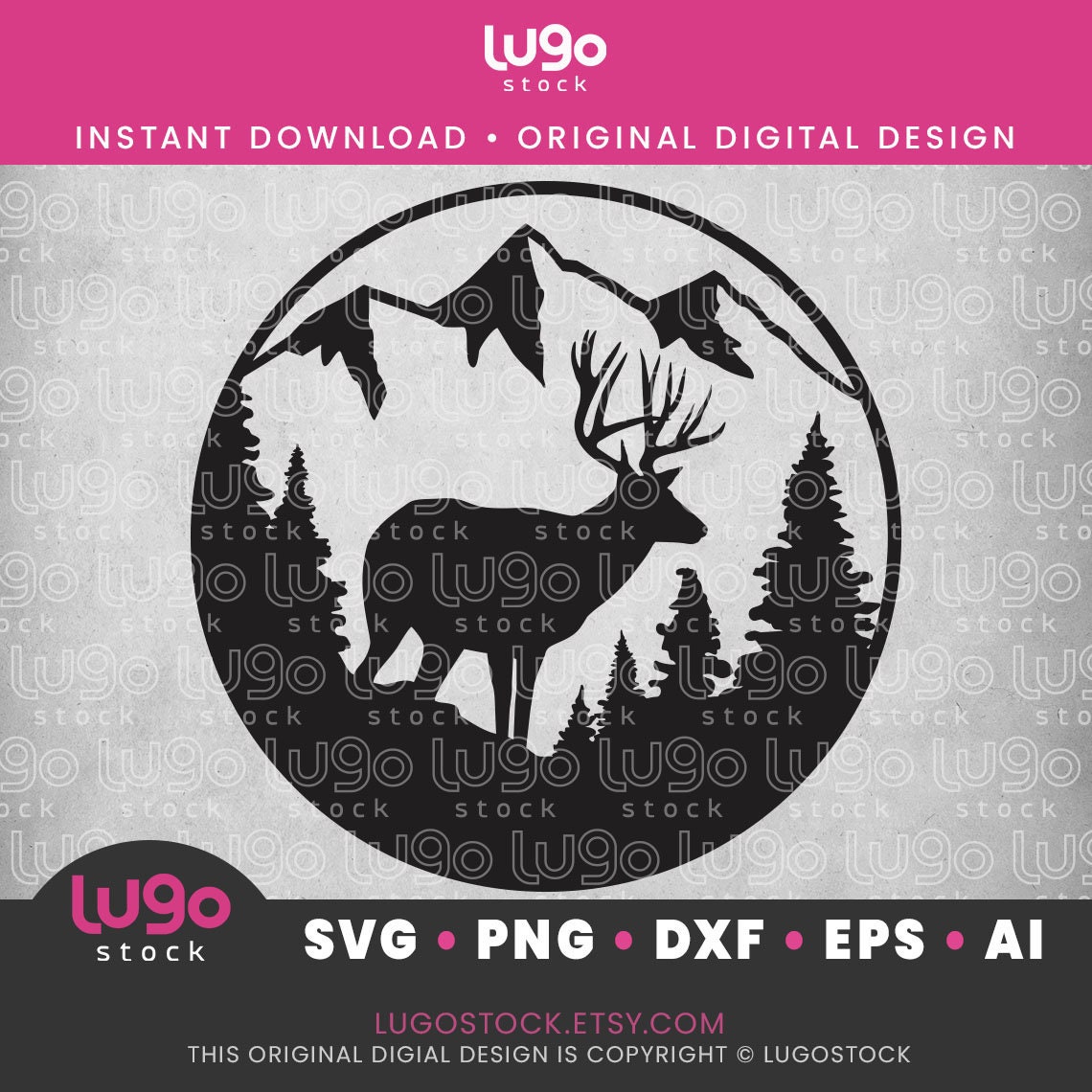 Mule Deer Buck Silhouette Design Vector Clipart INSTANT DIGITAL ...