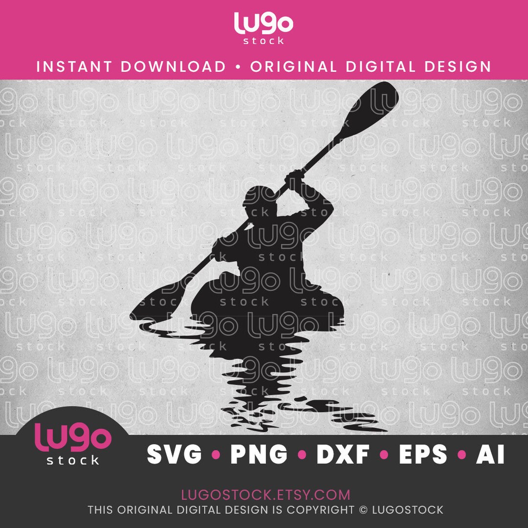 Kayaking Svg | Kayaking Silhouette | Kayaker Water Sports Ocean Lake ...