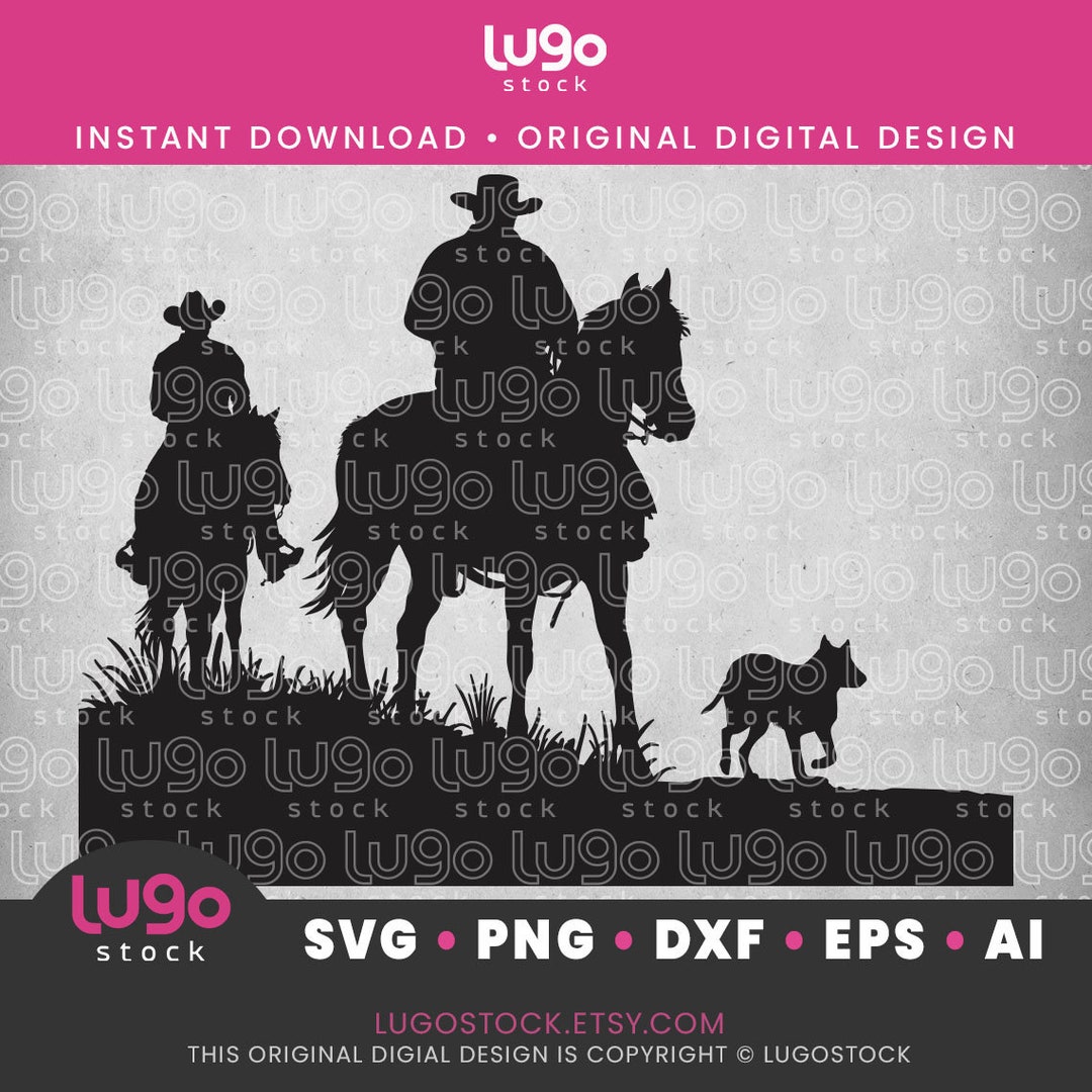 Ranch Cowboy Silhouette | Vector Clipart | INSTANT DIGITAL DOWNLOAD ...