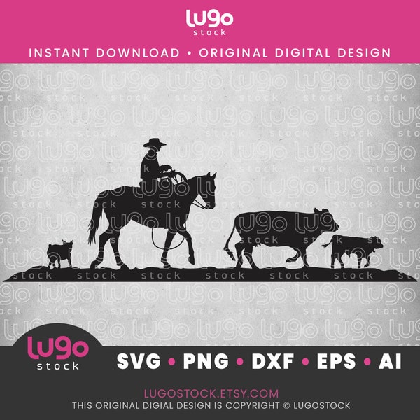 Cowboy Herding Cattle - Etsy