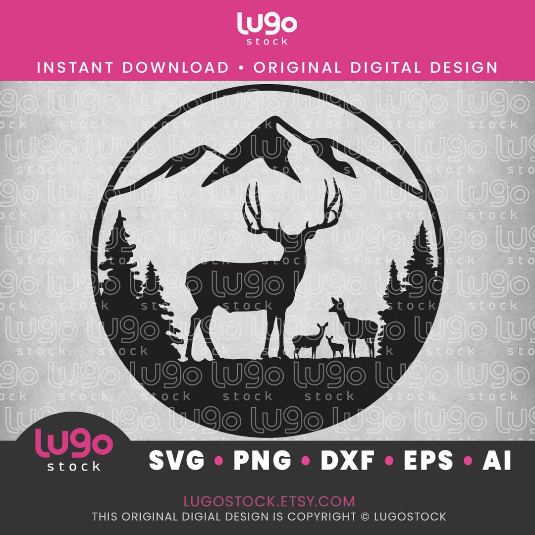 Deer SVG Mule Deer Buck Silhouette Vector Clipart DIGITAL DOWNLOAD Svg ...