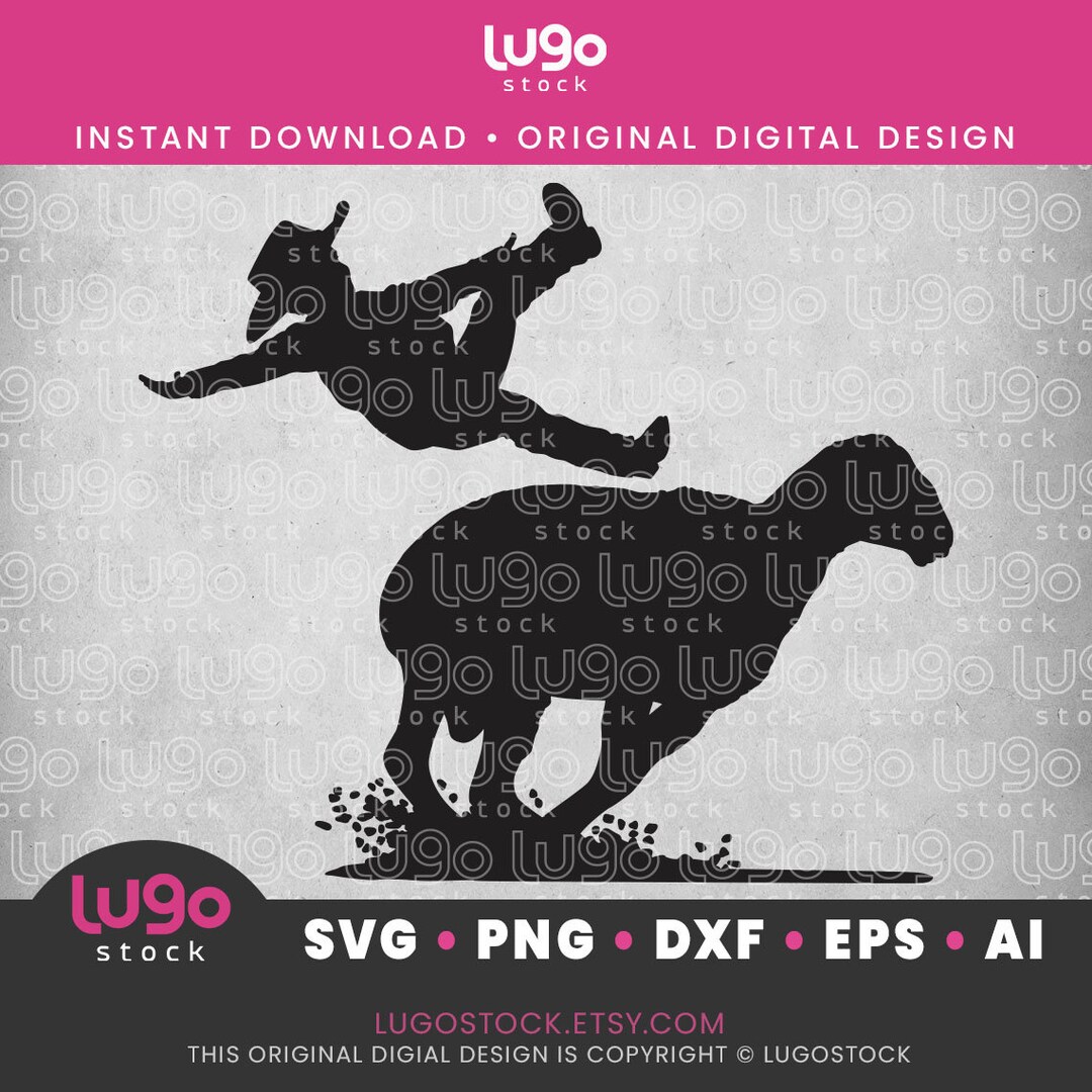 Kids Rodeo Mutton Bustin Svg | Sheep Riding Silhouette | Vector Clipart ...