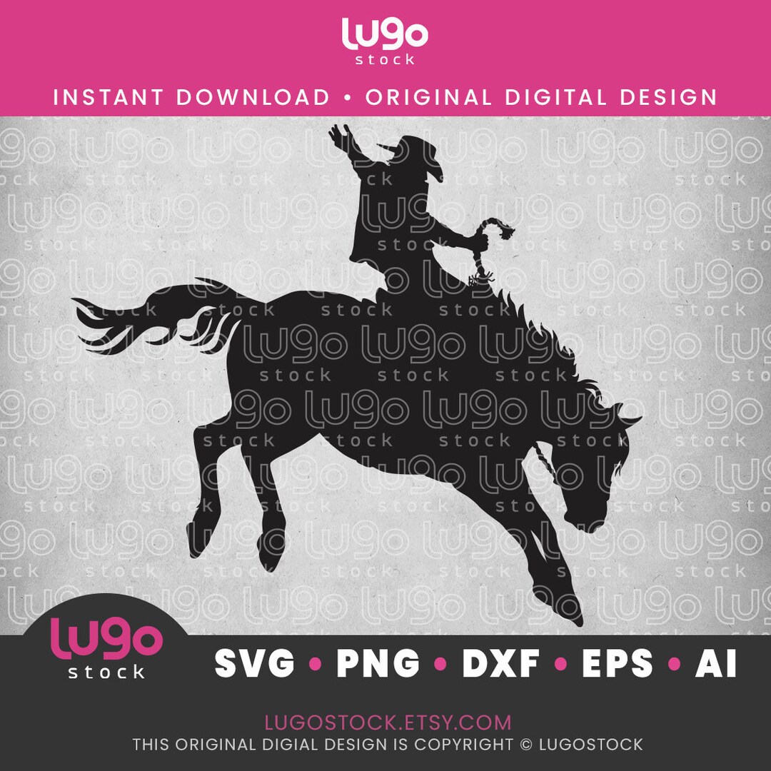 Rodeo Cowboy Bucking Bronc Rider | Svg Silhouette | Vector Clipart ...