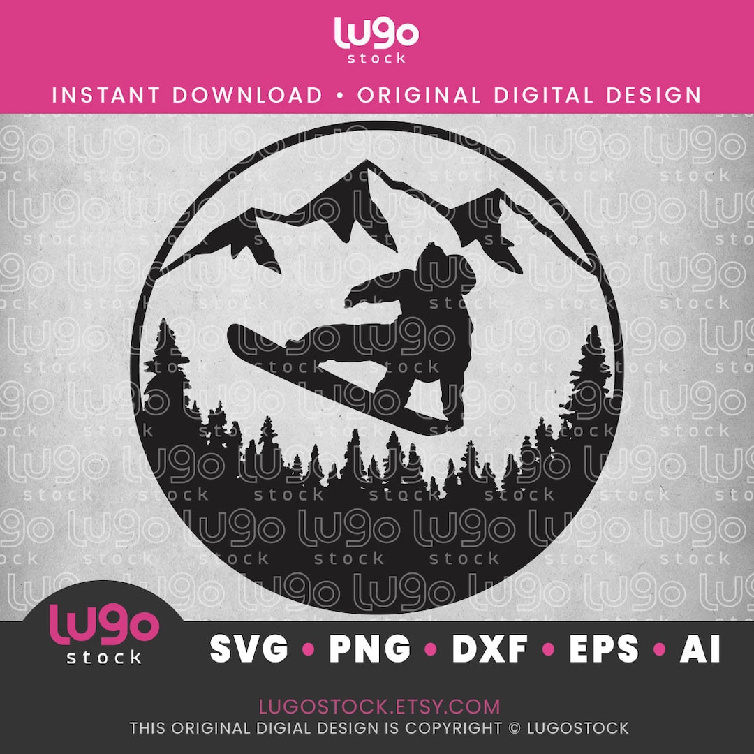 Snowboarding Silhouette Design | Mountain Landscape | Vector Clipart ...